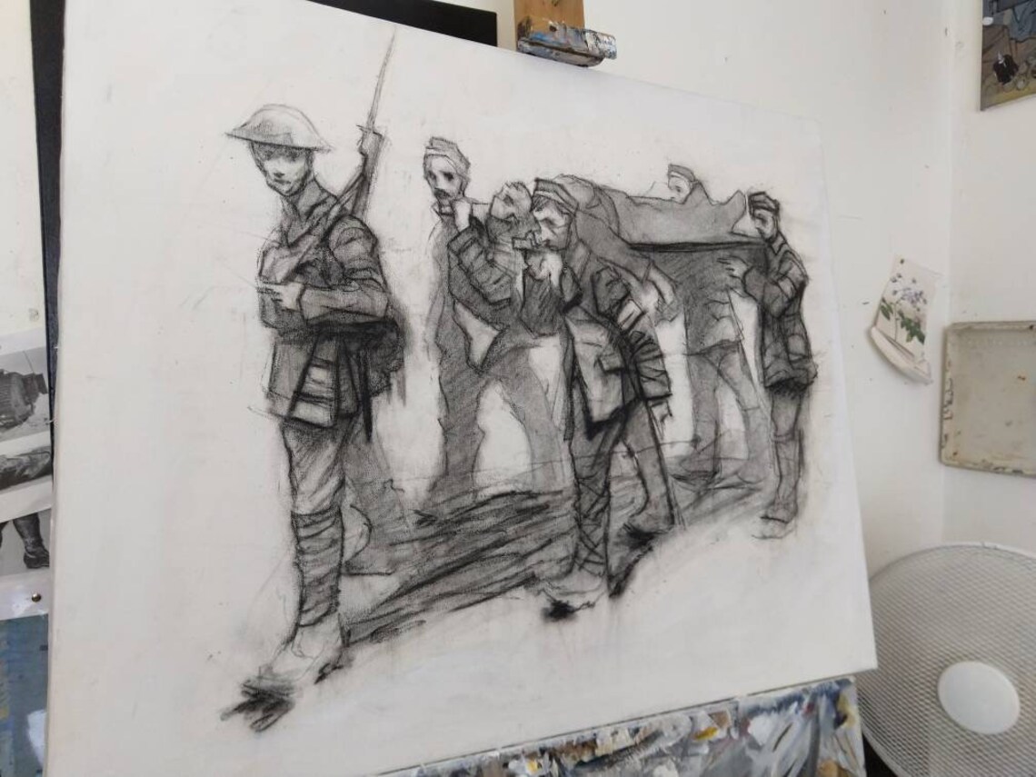 Large Original Charcoal Drawing : Deaths Men - Etsy