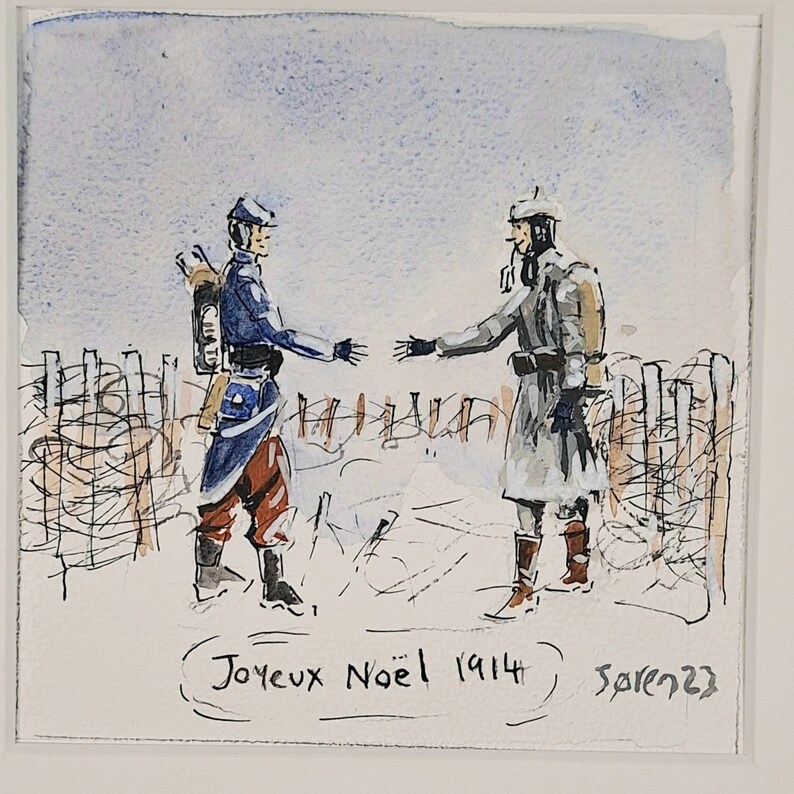 JOYEUX NOEL Christmas Truce in Ypres 1914 Unique Handmade Drawing Ww1 ...