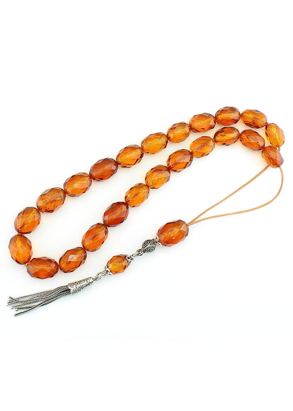 Faceted , light honey natural amber Greek komboloi