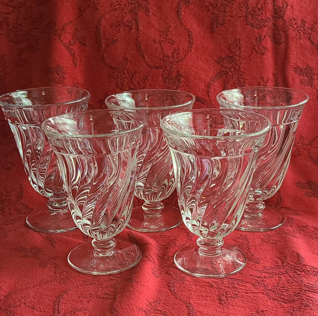 FOSTORIA LEAD CRYSTAL Colony Pattern Ice Tea Goblets Vintage Set of 5 ...