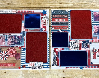 Independence Day 2 Premade Scrapbook Pages EZ Layout 4156 - Etsy