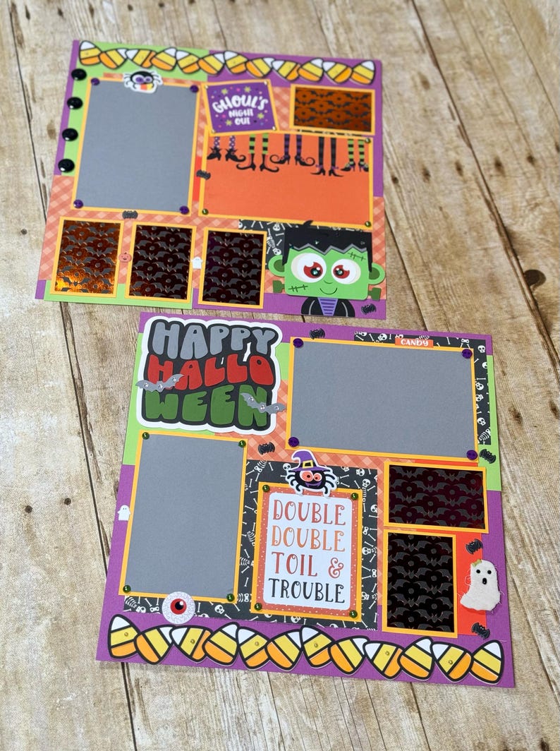12x12 Halloween Scrapbook Pages - Etsy