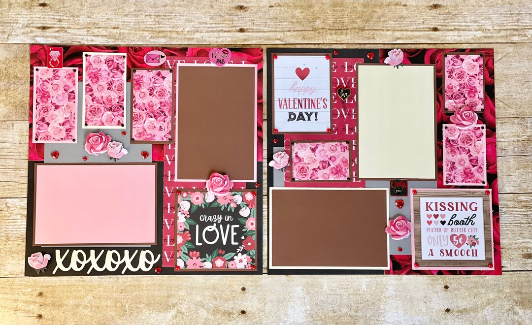 12x12 Valentine’s Day Scrapbook Pages - Etsy