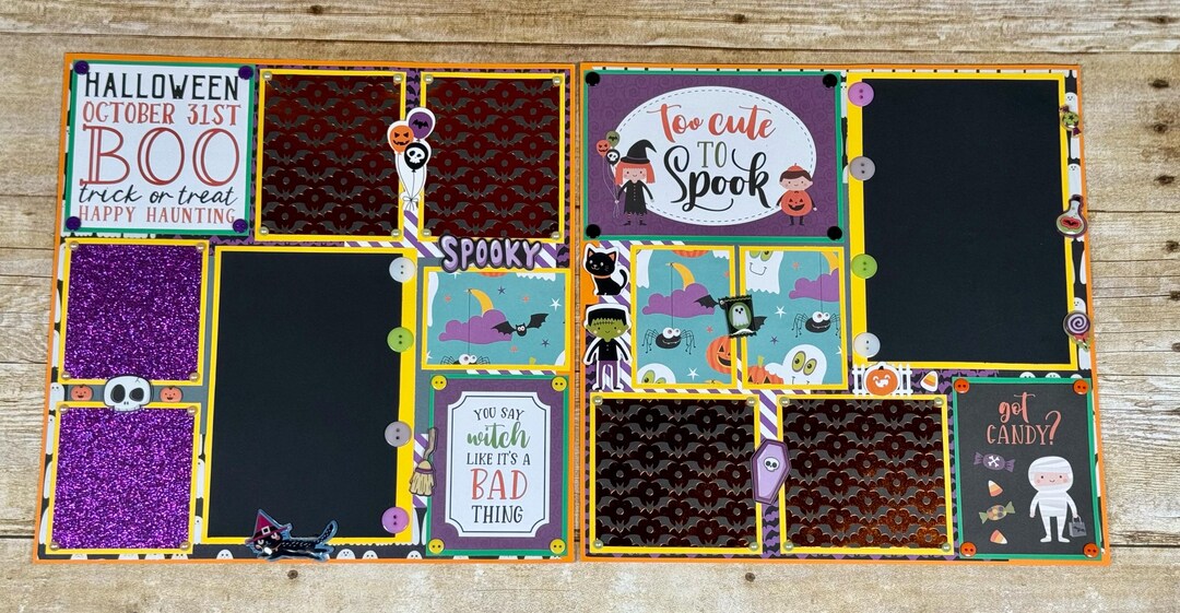 12x12 Halloween Scrapbook Pages - Etsy