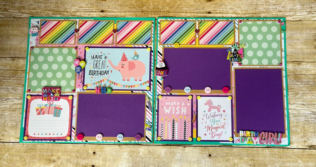 12x12 Girl Birthday Scrapbook Pages - Etsy