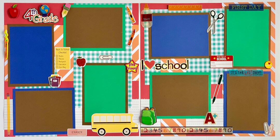 12x12 Boy / Girl 4th Grade Scrapbook Pages - Etsy