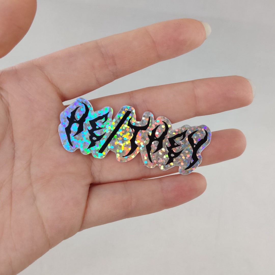 He/they Glitter Pronouns Pride Sticker - Etsy