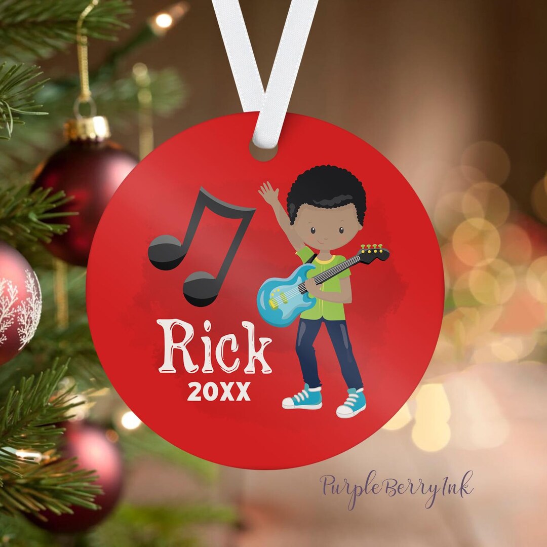 Lead Guitar Ornament - Red Rock Star Holiday Decor, Rock Band Music ...