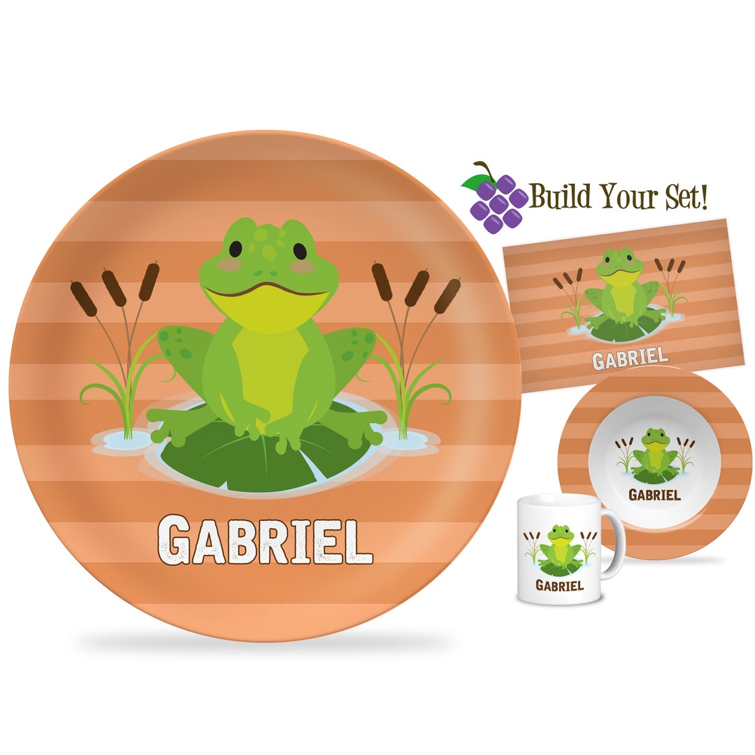 Frog Kids Plate - Orange Brown Stripes Amphibian Animal Dinner Plate ...
