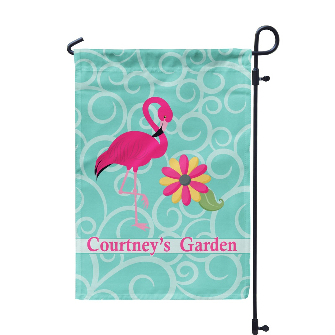 Flamingo Garden Flag - Turquoise Tropical Birds Yard Flag, Pink ...