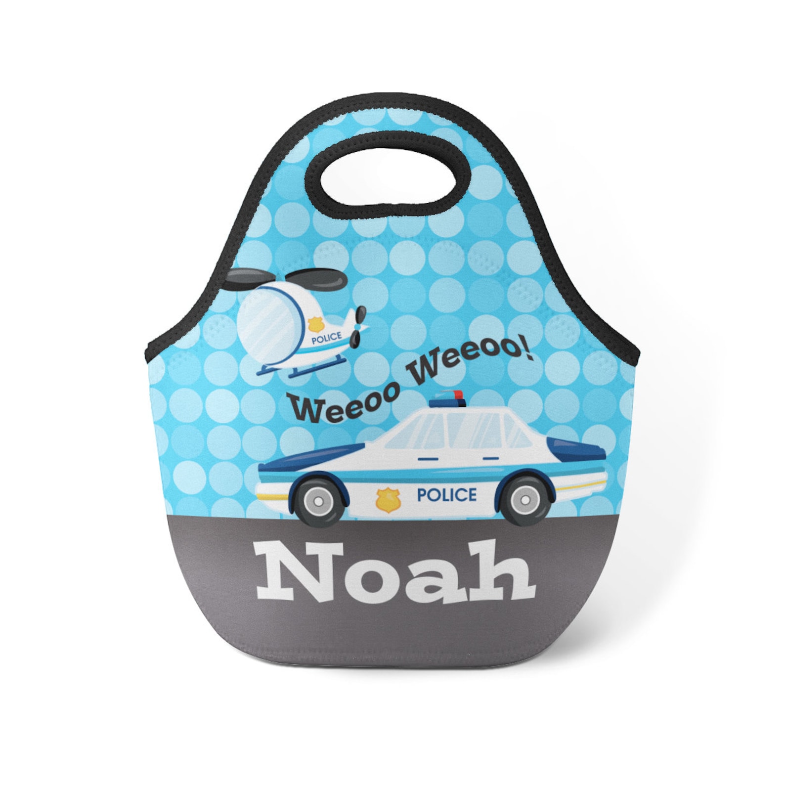 Police Lunch Tote Kids Blue Dots Cop Car Snack Sack Police - Etsy UK