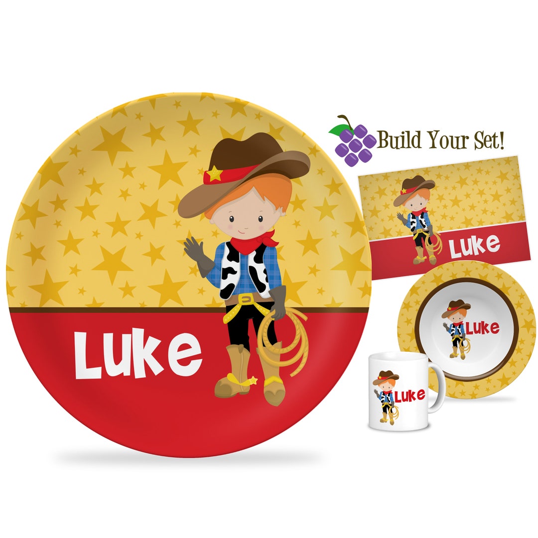 Cowboy Plate - Yellow Star Cowboy Dinner Plate, Wild West Sheriff Red ...