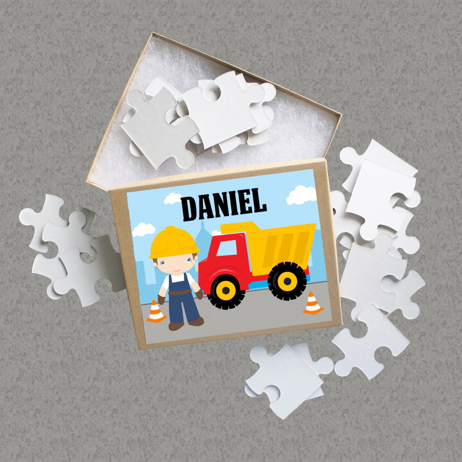 Construction Truck Puzzle Construction Worker Puzzle Blue - Etsy