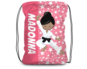 Karate Drawstring Backpack Hot Pink Stars Black Belt Ninja | Etsy