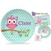 Owl Personalized Plate Turquoise Chevron Owl Dinner Plate Set, Little ...