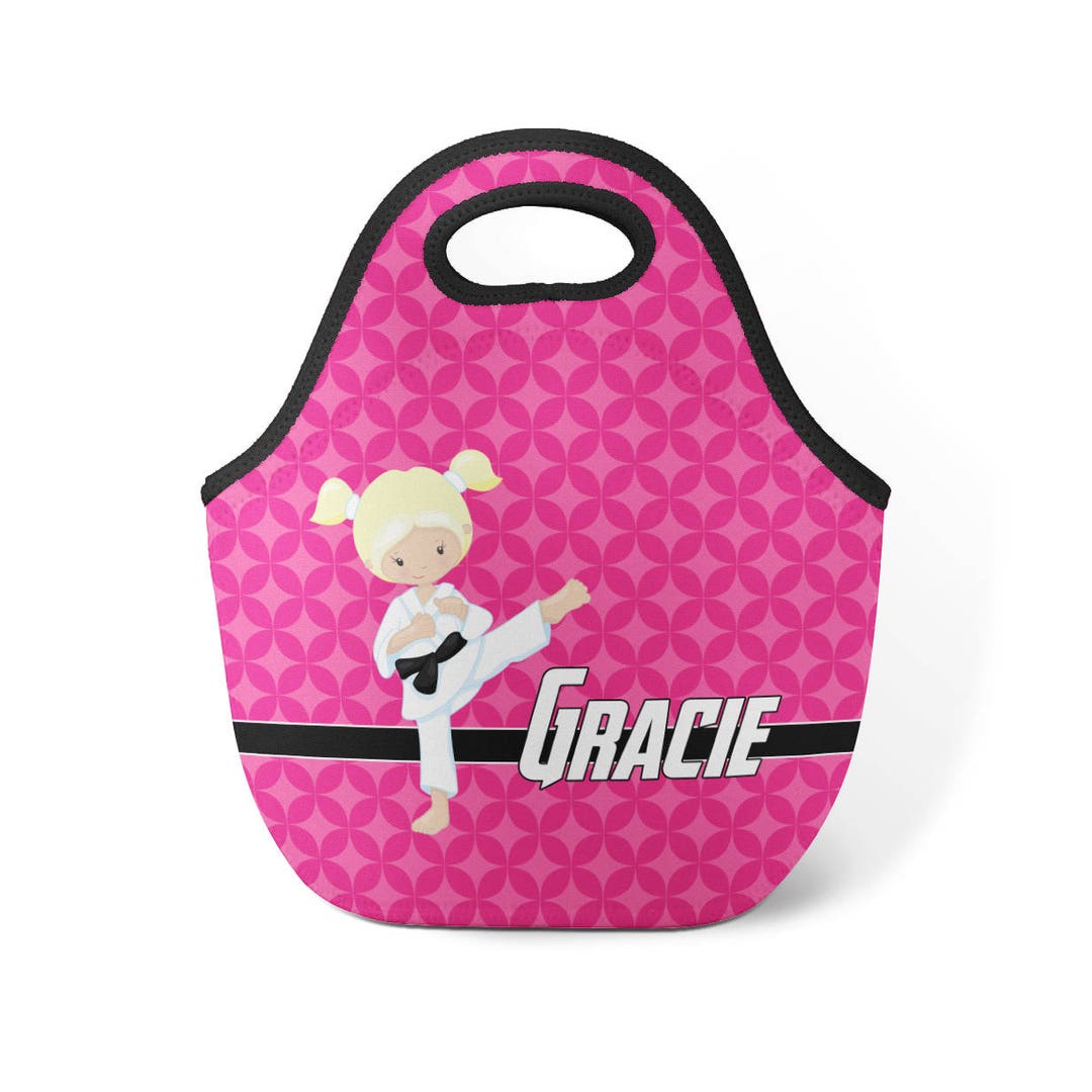 Karate Lunch Tote - Hot Pink Stars Ninja Snack Sack, Karate Girl ...