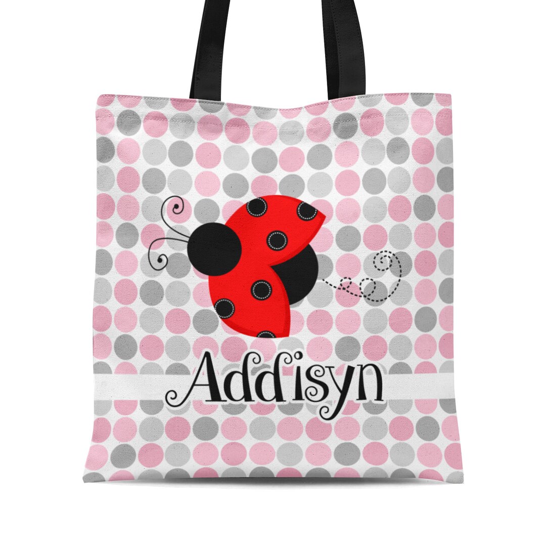Baby Ladybug Tote Bag Pink Green Polka Dots Lady Bug Sack, Little Red ...