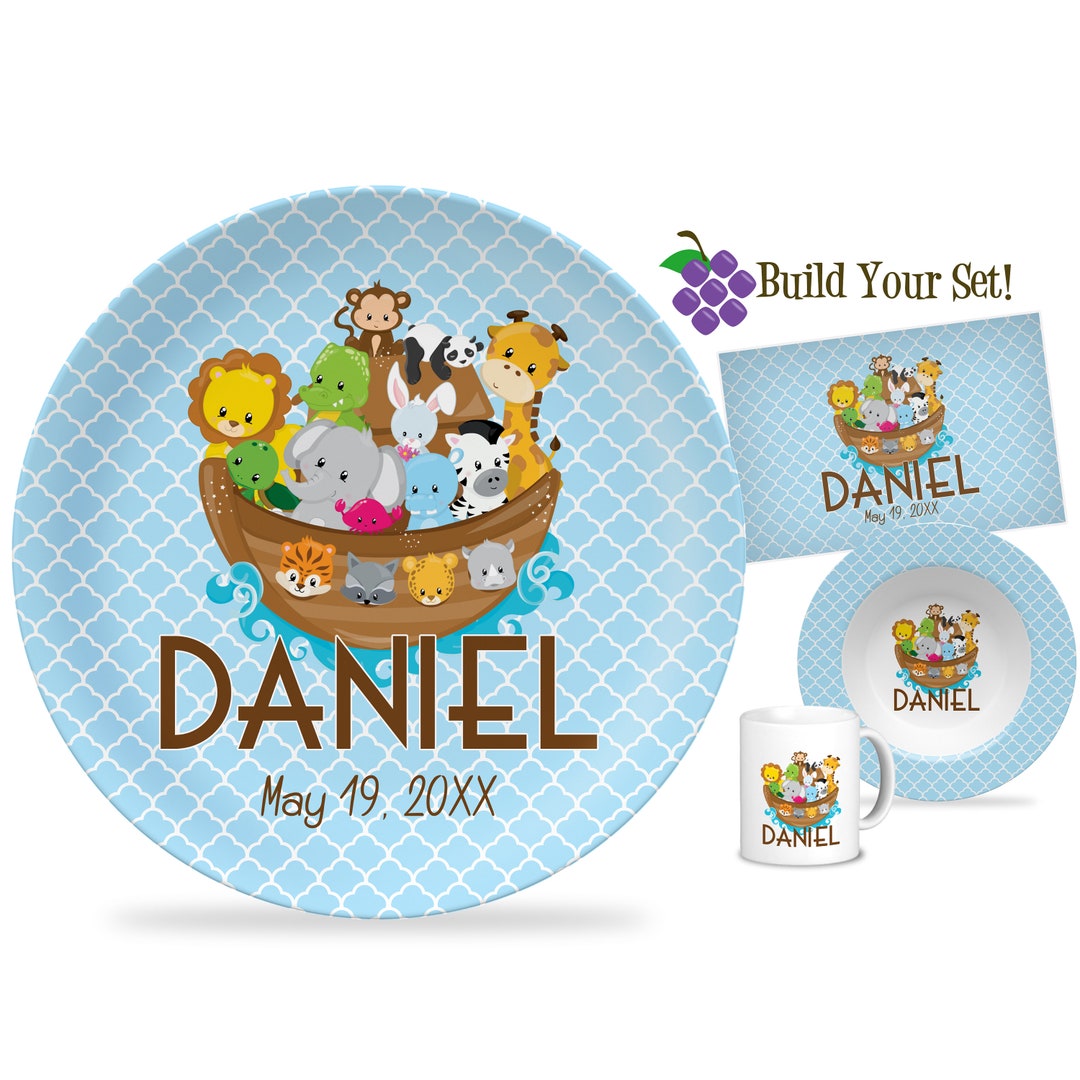 Personalized Gift, Kids Noahs Ark Plate, Baby Shower Gift, Custom ...