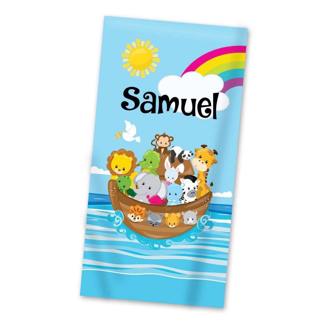 Noahs Ark Name Towel for Kids, Personalized Towel, Birthday Party Gift ...