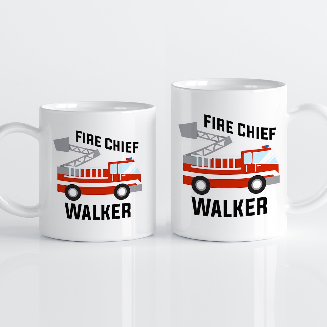 Fire Chief Mug Red Firefighter Truck Coffee Cup, Firetruck Squad Engine ...