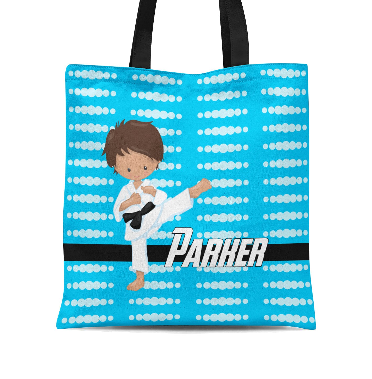 Karate Personalized Tote Bag Blue Geometric Dots Ninja Sack - Etsy ...