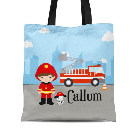 Fire Truck Personalized Tote Bag Red Fire Engine Custom Tote | Etsy