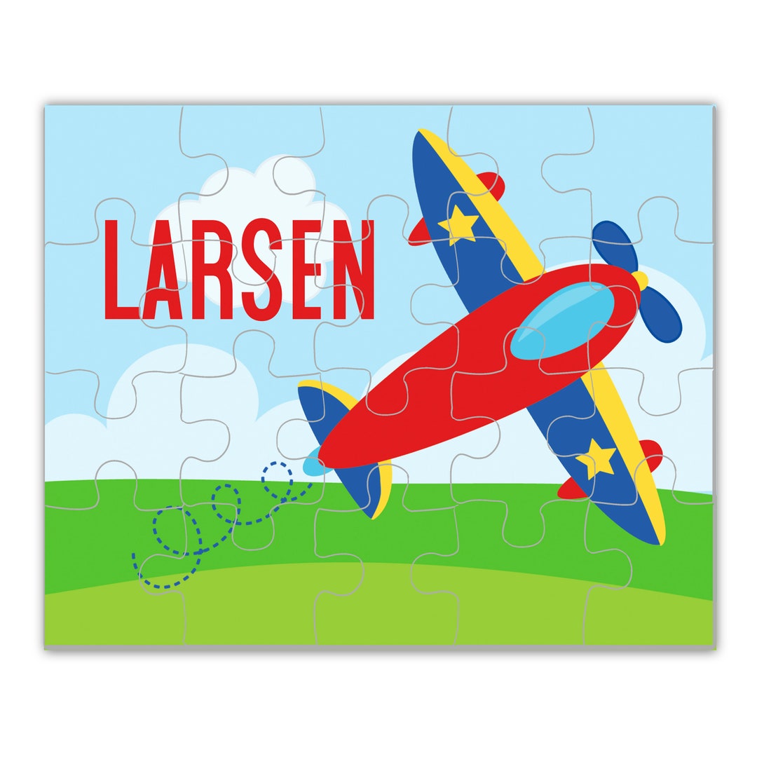 Airplane Puzzle - Blue Sky Clouds Aviator Puzzle, Cute Kids Red Blue ...