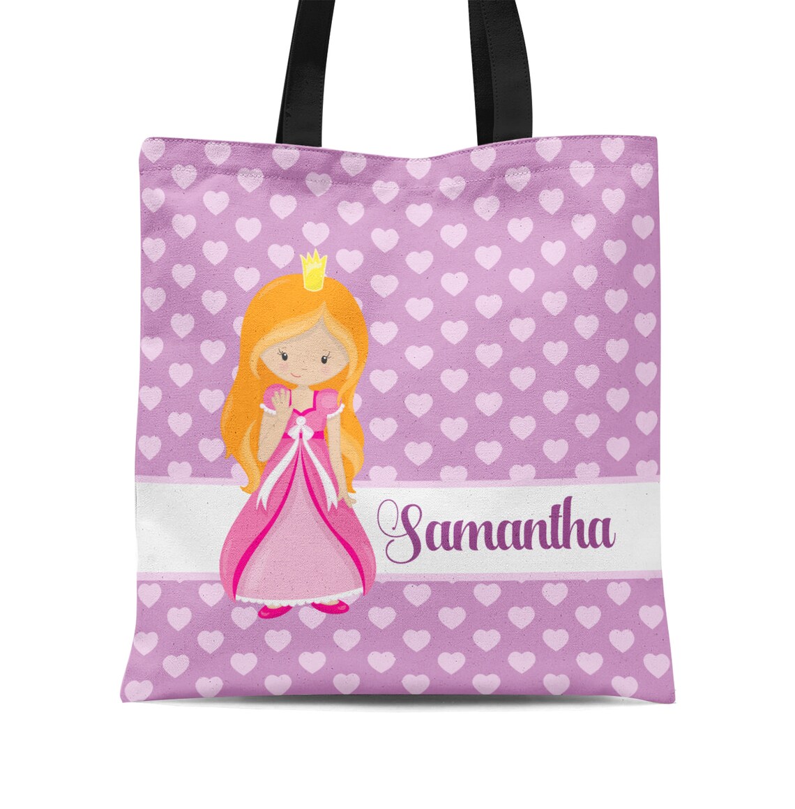Princess Personalized Tote Bag Purple Hearts Royal Fairytale - Etsy UK