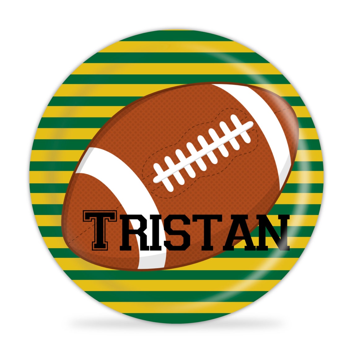 Football Personalized Plate Yellow Green Stripes Sports Team - Etsy