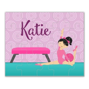 Gymnastic Puzzle - Purple Teal Girls Gym Game, Pink Gymnast ...