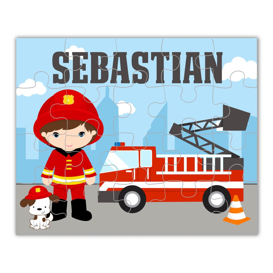 Firefighter Puzzle - Red Fire Truck, Big City Fire Fighter, Kids ...