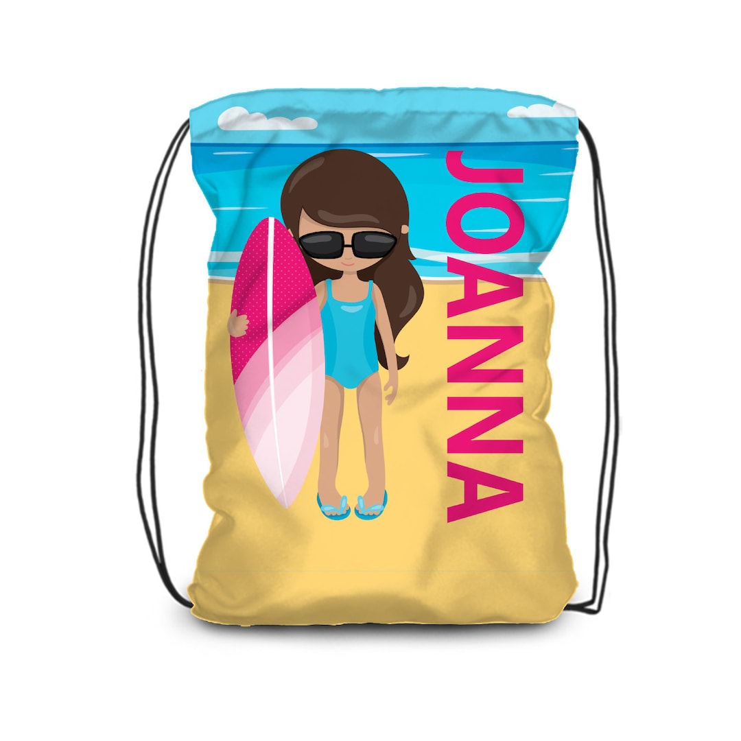Surf Personalized Drawstring Backpack Ocean Beach Swim Cinch Sack ...