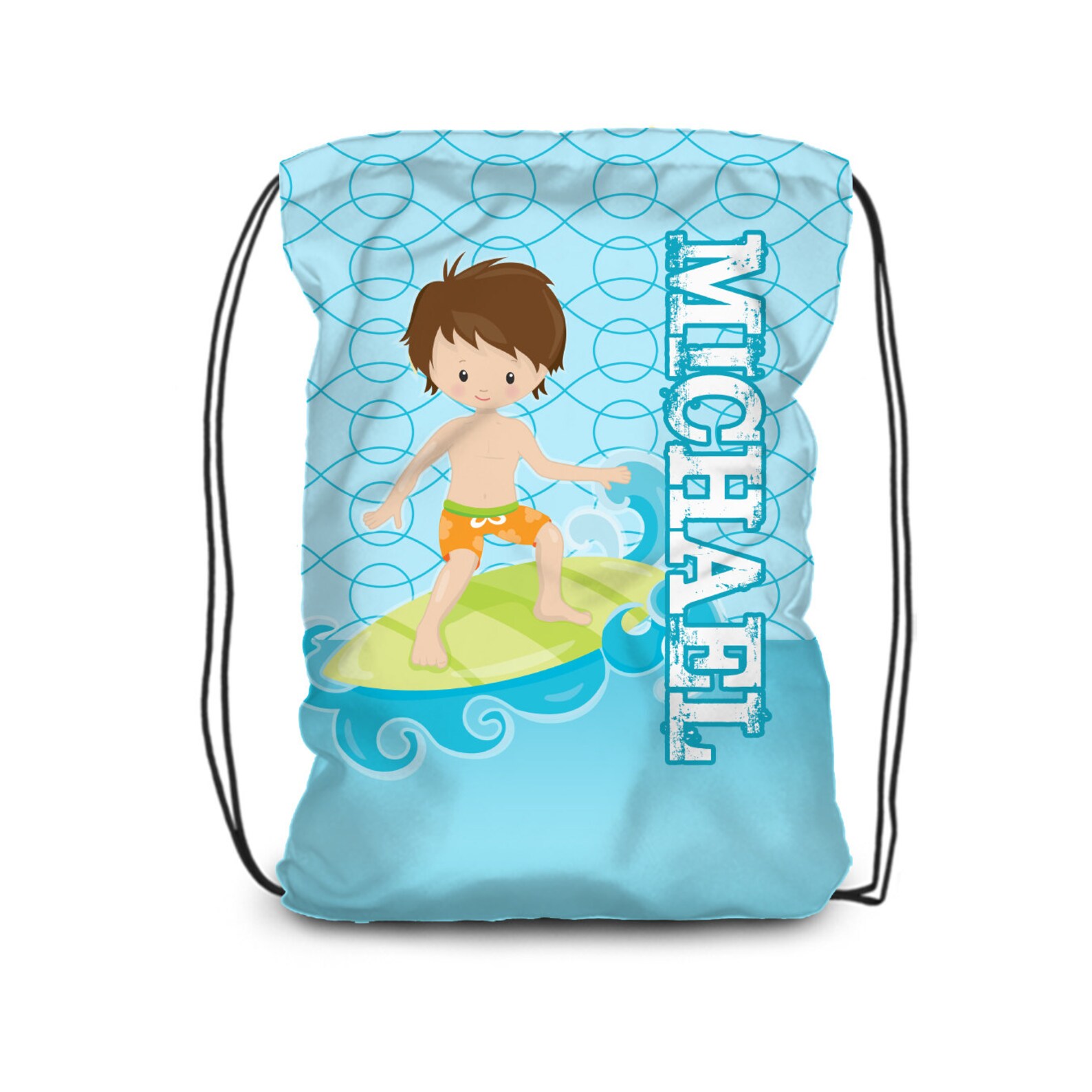 Surf Drawstring Backpack Blue Beach Ocean Surf Waves Swim | Etsy