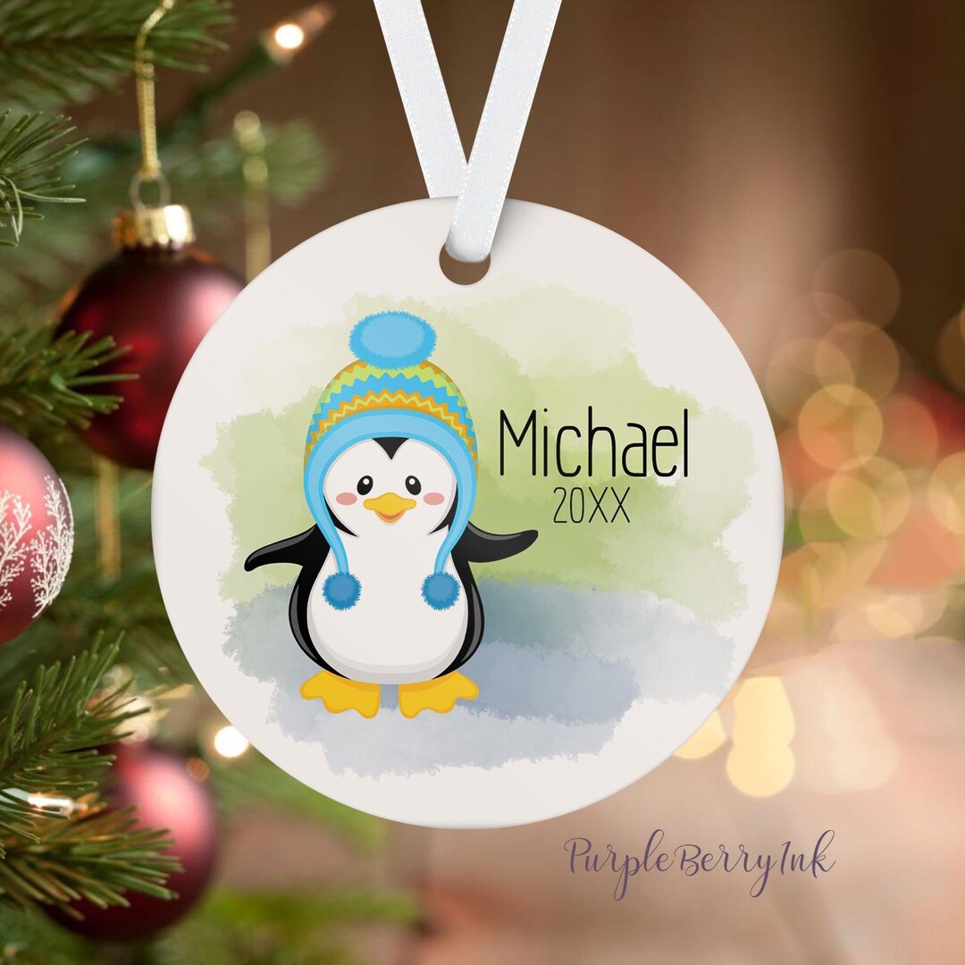 Penguin Ornament - Lime Green Penguin Holiday Decor, Silly Penguin ...