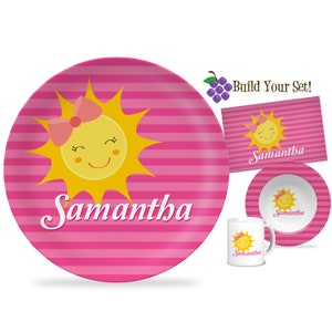 Sunshine Plate - Hot Pink Stripe Cute Happy Little Sunshine Dinner ...