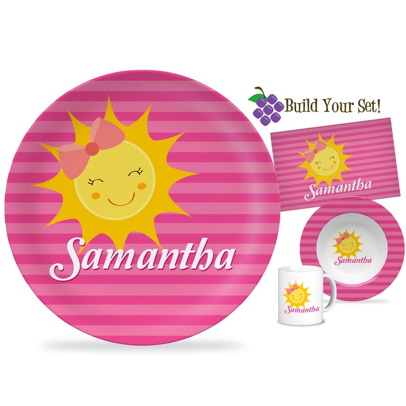 Sunshine Plate Hot Pink Stripe Cute Happy Little Sunshine - Etsy