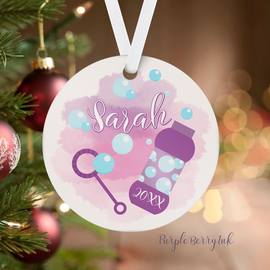 Personalized Bubble Ornament: First Christmas Tree Decoration - Blowing ...