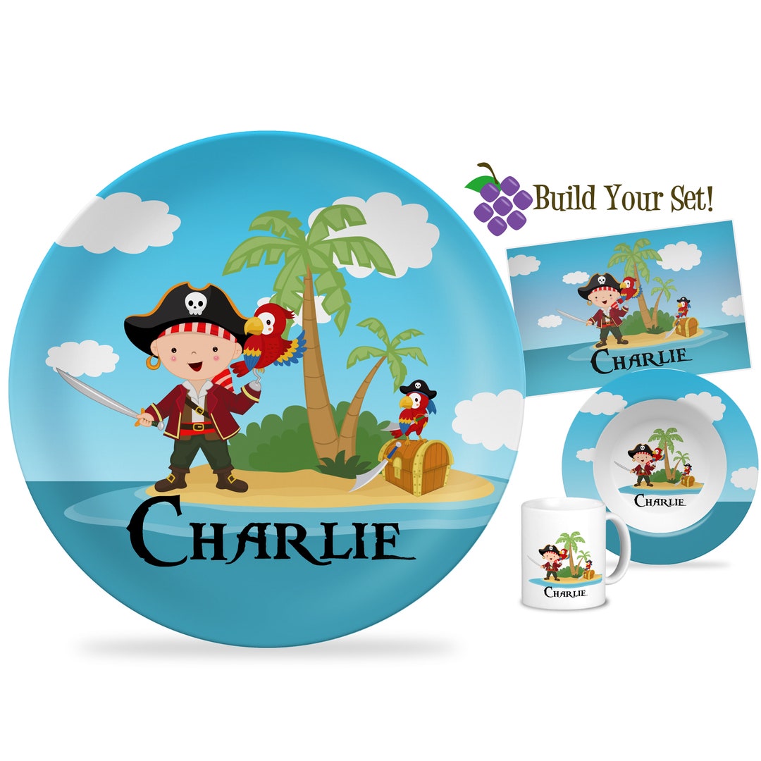 Pirate Plate - Blue Ocean Pirate Dinner Plate Set, Desert Island ...