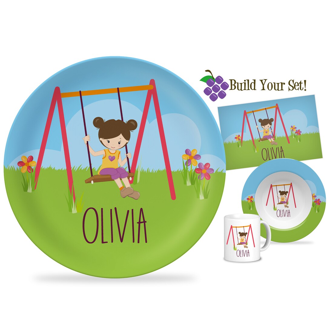 Playground Plate - Fun Red Swing Set Dinnerware Plate, Kids Outside ...