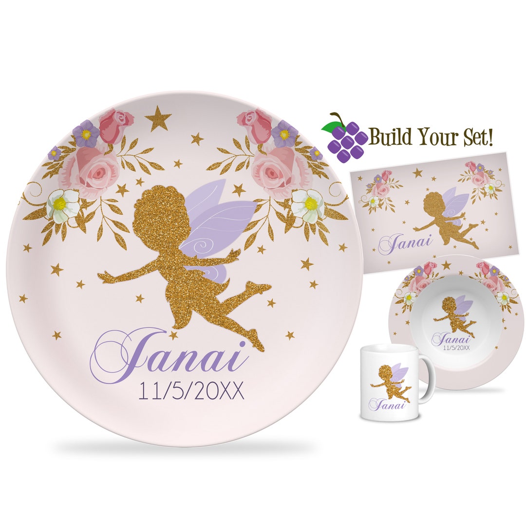 Glitter Fairy Plate - Soft Pink Girl Fairy Dinner Plate, Magical Flower ...