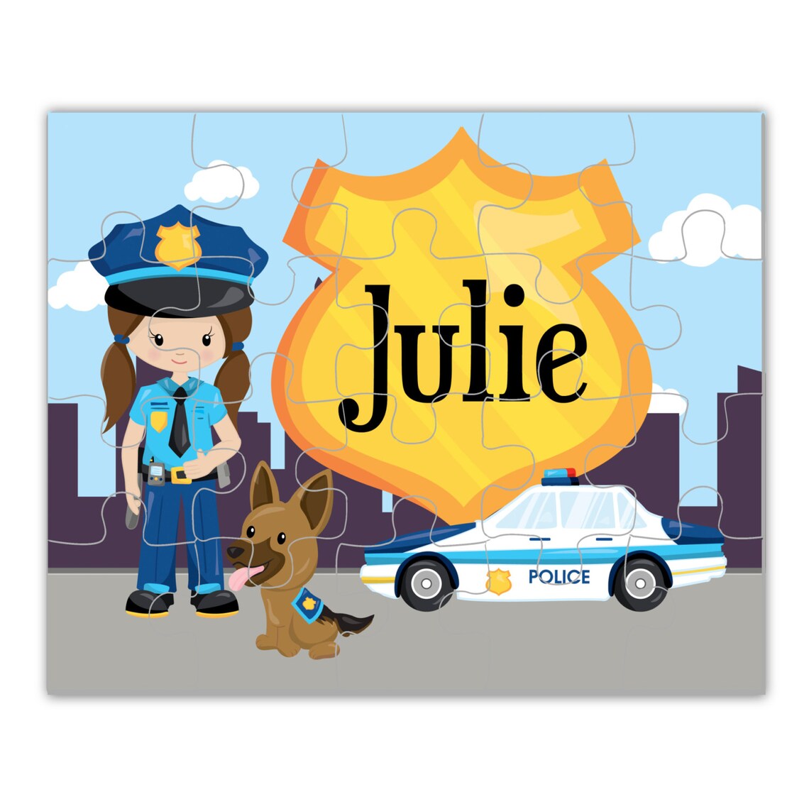 Kids Police Puzzle - Big City Police Car, K9 Police Girl, Bandge Police ...