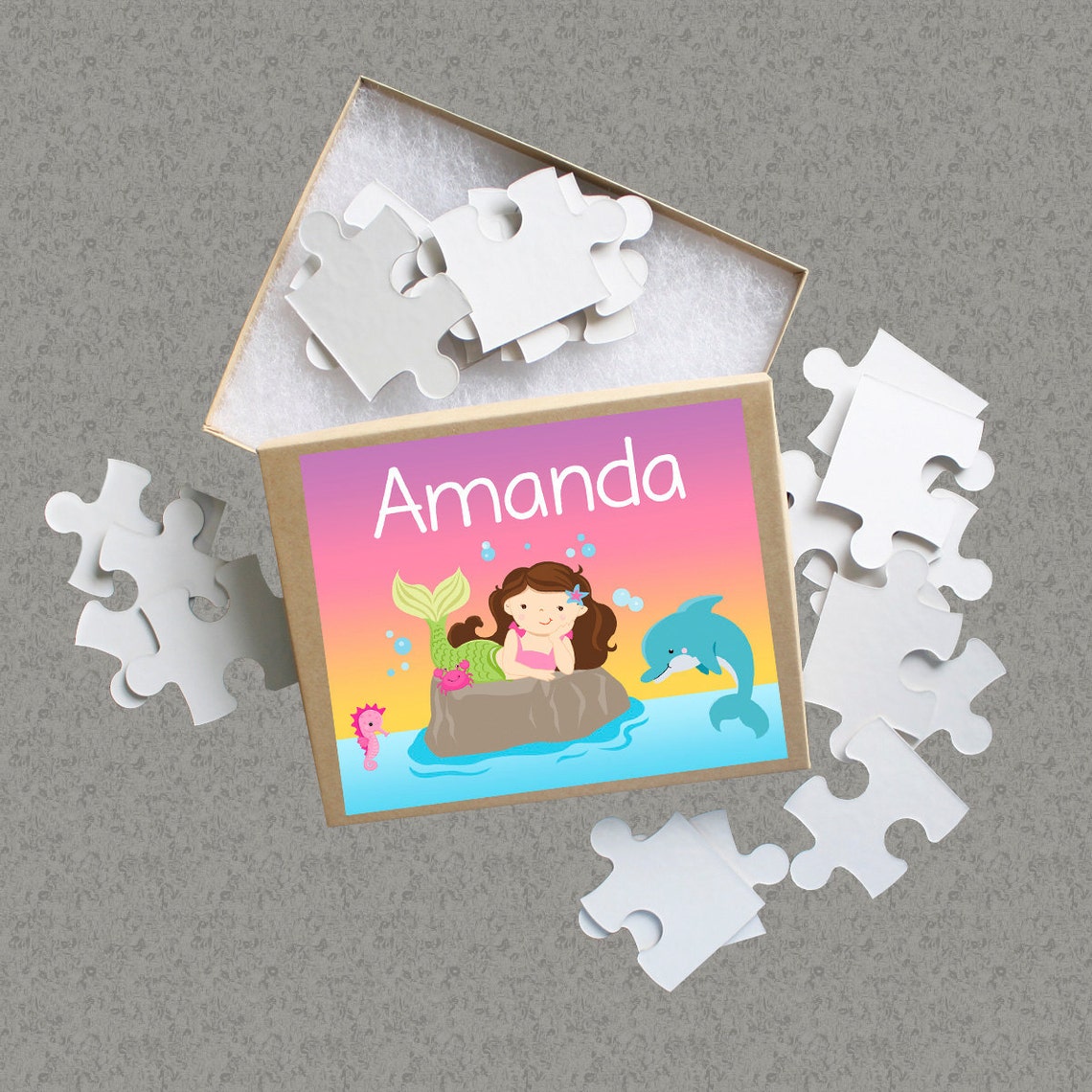 Mermaid Puzzle Ocean Sunset Mermaid Dolphin Puzzle Kids | Etsy