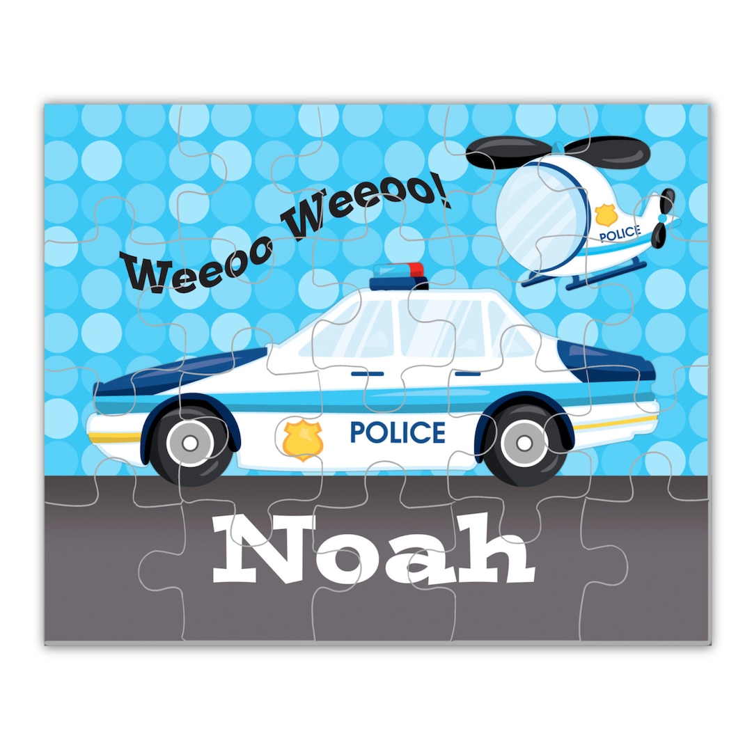 Kids Police Personalized Puzzle - Police Car, Police Helicopter, City ...