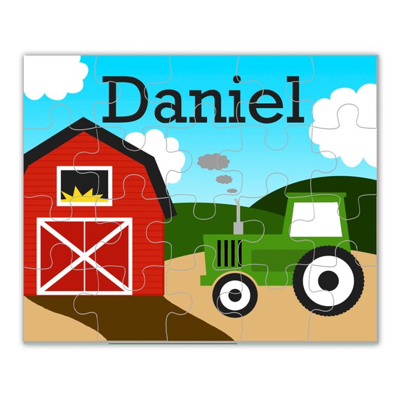Farm Tractor Puzzle Green Tractor Barnyard Puzzle Red Barn | Etsy