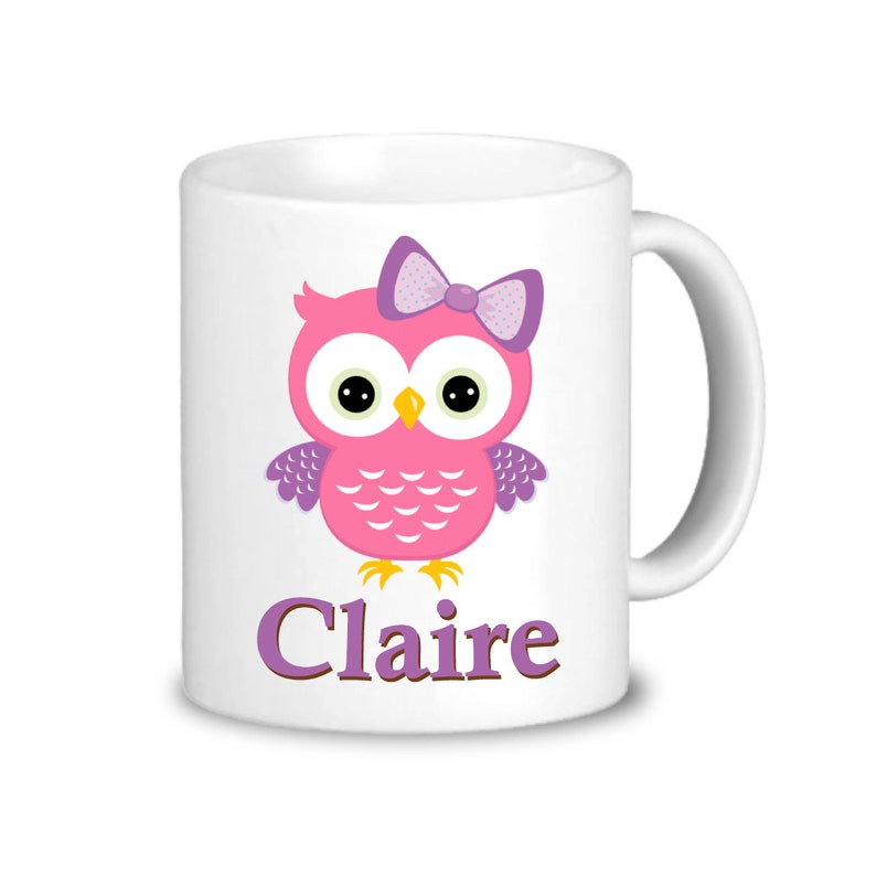 Owl Personalized Mug Pink Owl Drinkware Cup Purple Woodland - Etsy
