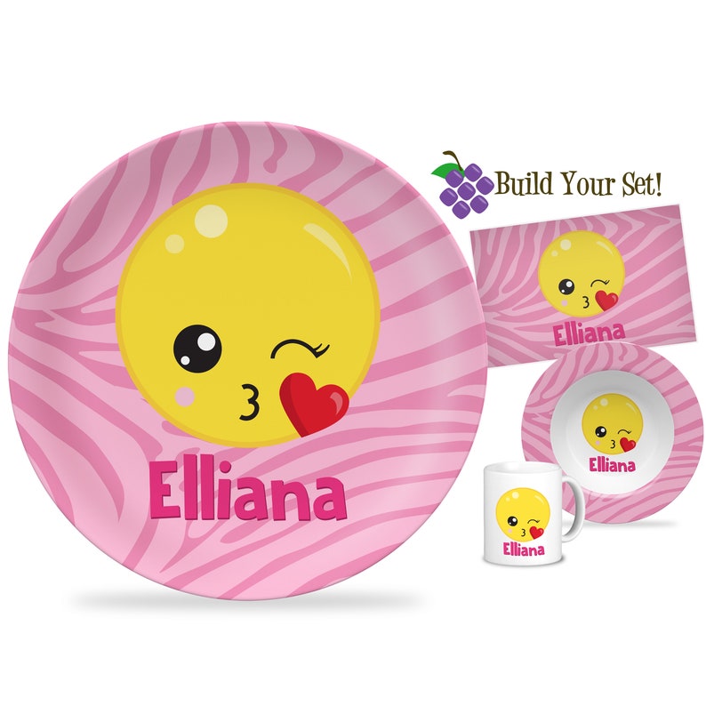Emoji Plate Pink Zebra Print Emoji Dinner Plate Set Fun - Etsy
