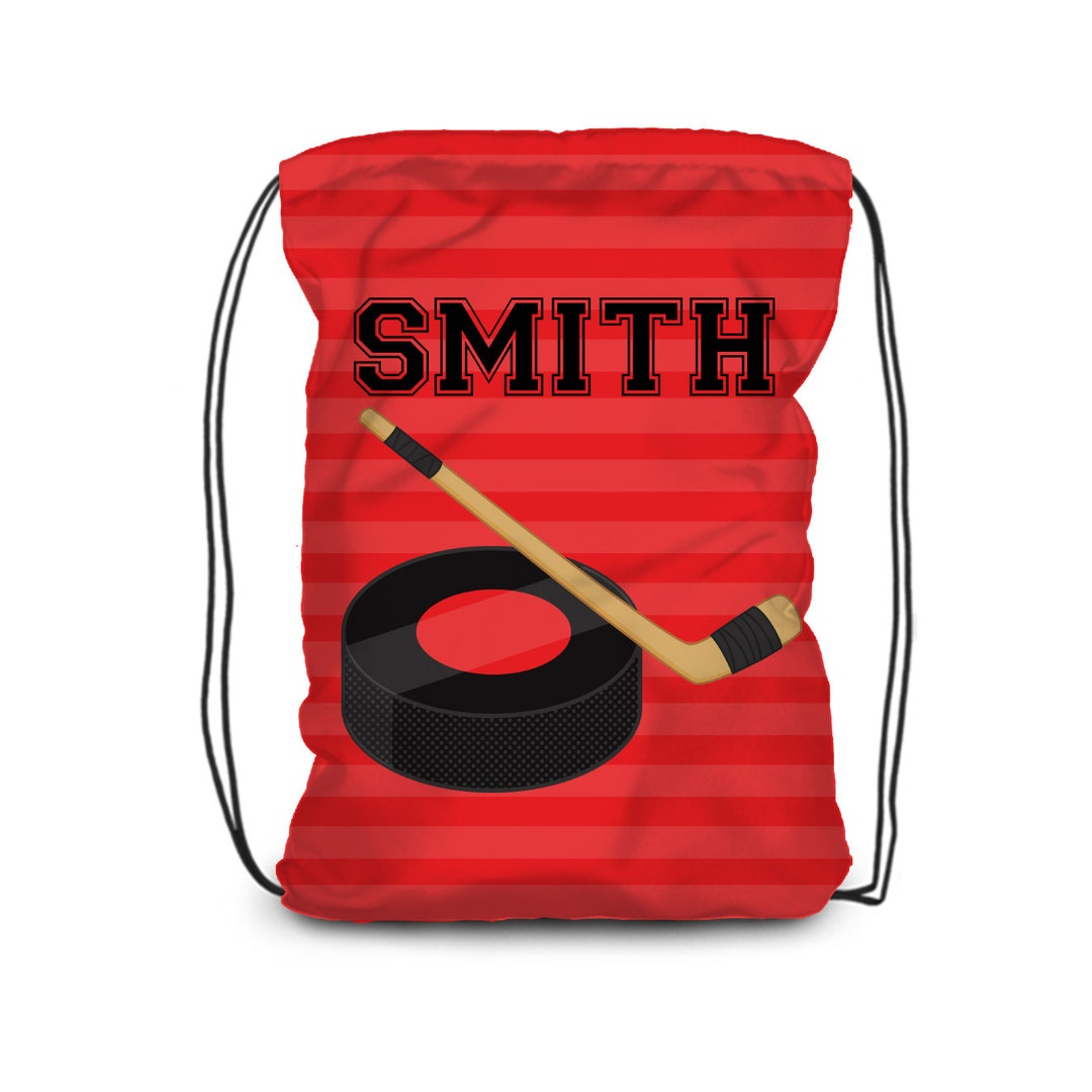Hockey Drawstring Backpack Sports Bag Red Stripe Ball Cinch - Etsy Italia