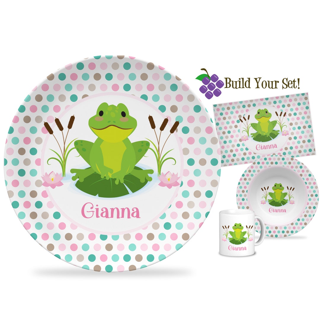 Kids Frog Plate - Pink Teal Blue Brown Amphibian Animal Dinner Plate ...