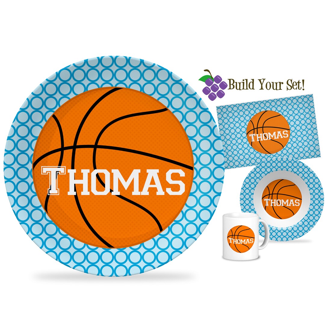 Basketball Personalized Plate - Blue Circle Sports Game Ball Dinner ...