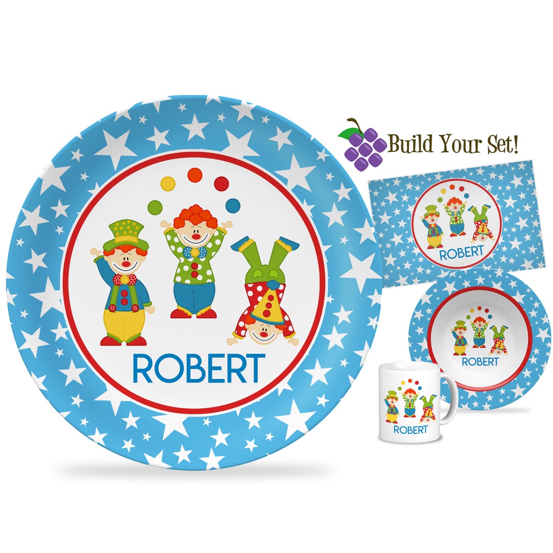 Circus Plate - Blue Stars Big Top Carnival Clown Dinner Plate Set, Kids ...